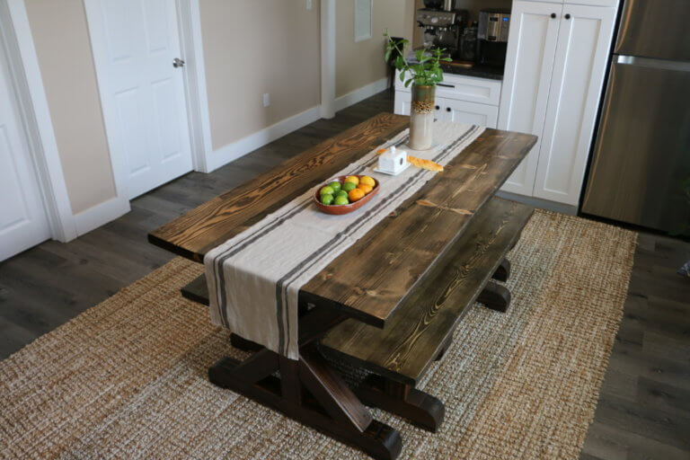 How to Build a Farmhouse Dining Table and Benches – DIY Plans - Jeff's ...